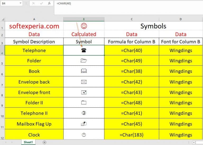 Wingdings Symbols on Excel - Mindstorm